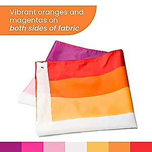 Sapphere Sunset Lesbian Pride Flag - Large 3x5FT, Double Sided Print, Waterproof, Sleeve and Metal Grommets, Vibrant Orange and Magenta Colors