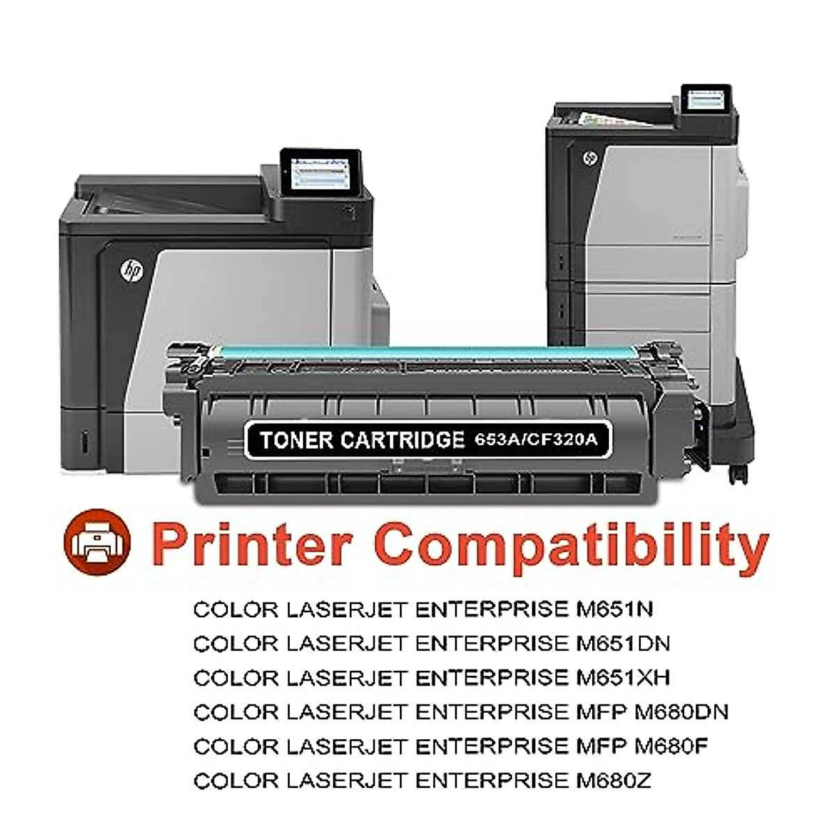 653A Black Toner Cartridge, CF320A High Capacity Toner Cartridge, Compatible Replacement for Enterprise M651N M680Z MFP M680F M651DN M651XH MFP M680DN Printer.2 Pack/ Black