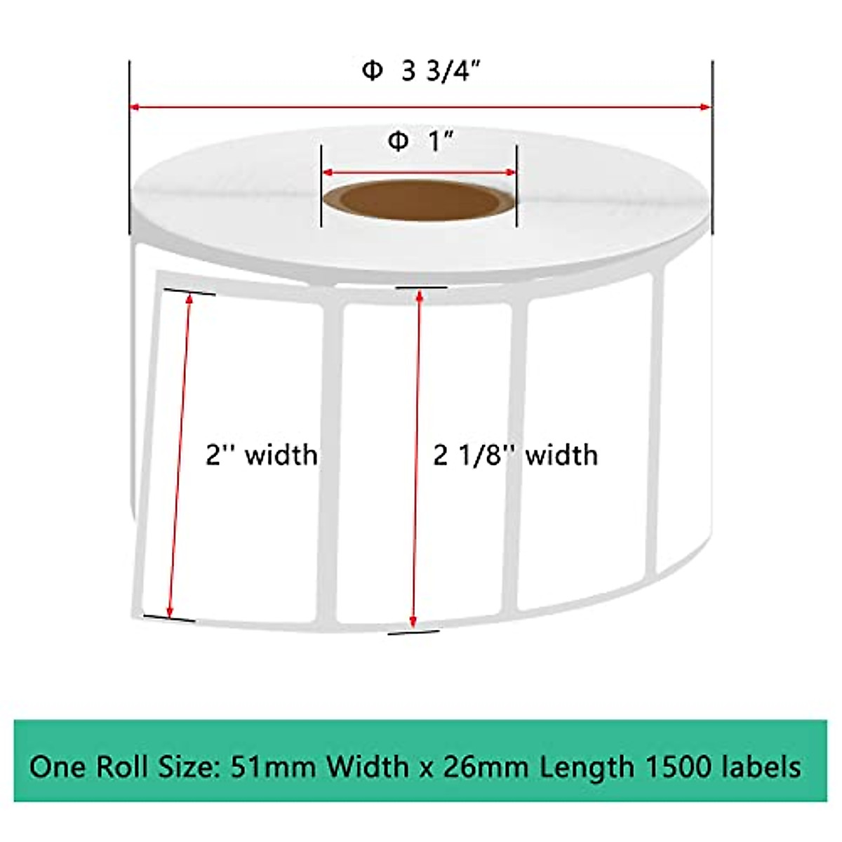 KCMYTONER 5 Rolls Compatible for Brother RDS05U1 2 1 Tapes 2" x 1 1/64" White Die Cut Paper Labels File Folder Labels Use for TD-2020 TD-2120N TD-2130N TD-4000 TD-4100N Printers, 1500 Lables/Roll