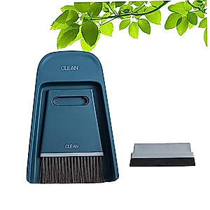 BCOATH 1 Set Cleaning Tools Mini Soft Bristle Broom Cage Cleaner Cleaning Brush Countertop Broom Dustpan Broom and Dustpan Small Dustpan Brush Pan Handled Household Cleaning Supplies Blue