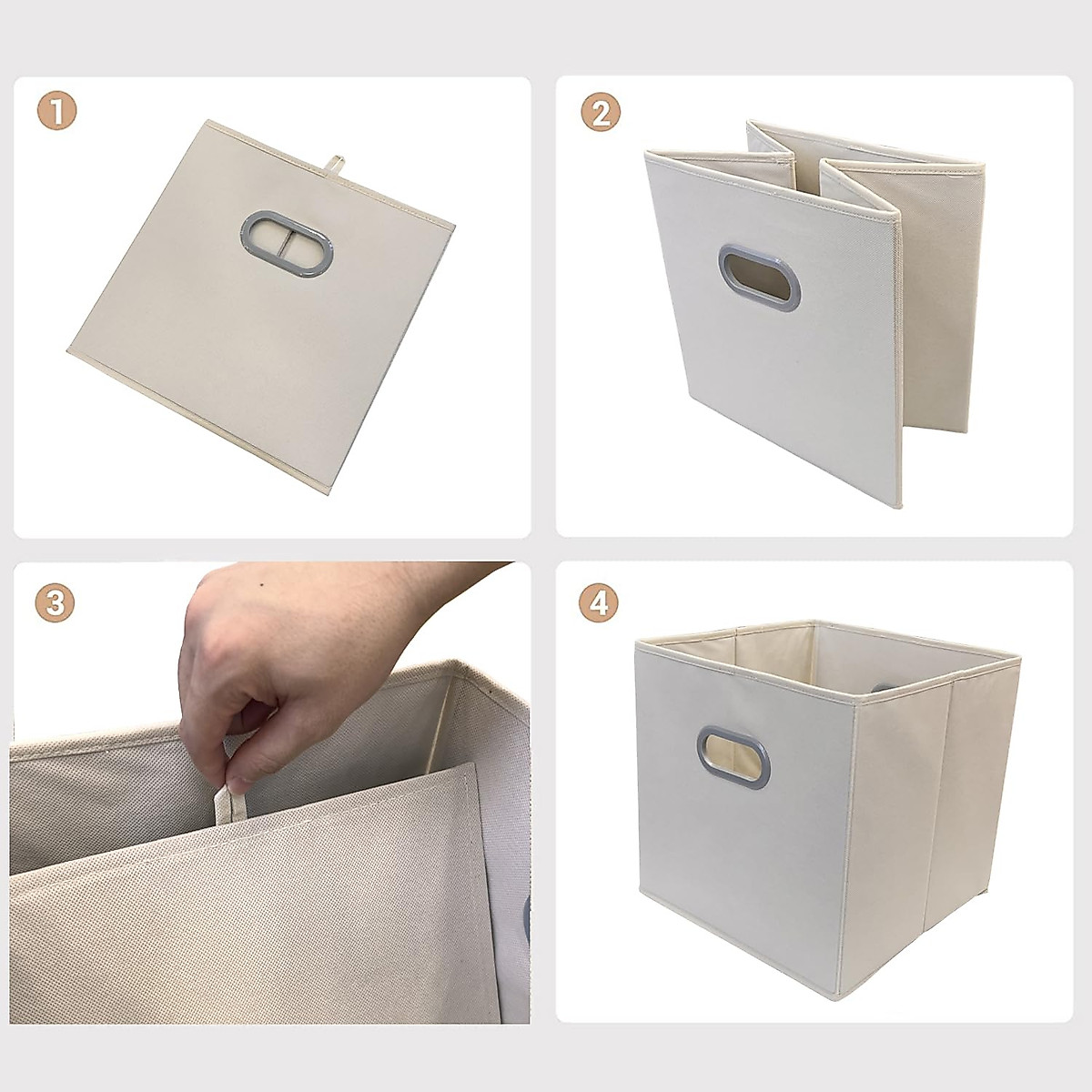 YXPIGG Collapsible Fabric 12 Inch Storage Cube with Handles, 6 Pack Foldable Organizer Bins for Shelves Closet Bedroom Nursery 12"x12"x12" White