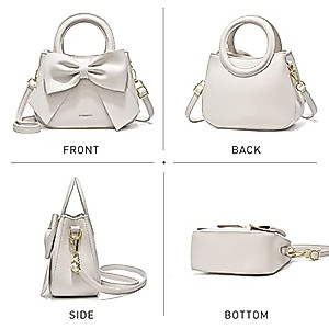 CHERUTY Designer Leather Handbags and Purses for Women with Top Carry Handle and Cute Bow Knot, Small and Elegant Satchel bags and Over-Shoulder Strap(Black)