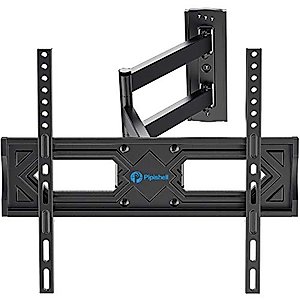 Pipishell Full Motion TV Wall Mount, Heavy Duty Single Articulating Arms TV Bracket for Most 26-60 Inch Flat Curved TVs, Up to VESA 400x400mm and 77lbs, Support Swivel, Tilt, Level Adjustment