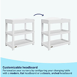 Graco Customizable Changing Table with Water-Resistant Changing Pad (White) - Customizable Modern Flat or Classic Arched Headboard, Changing Pad Included