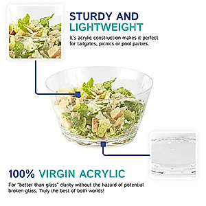 Huang Acrylic Large Serving Salad Bowl (9") Durable and Elegant Raindrops Design | For Serving, Hosting, Picnics, Weddings, Parties | Long Lasting Construction, Easy to Clean Premium Acrylic