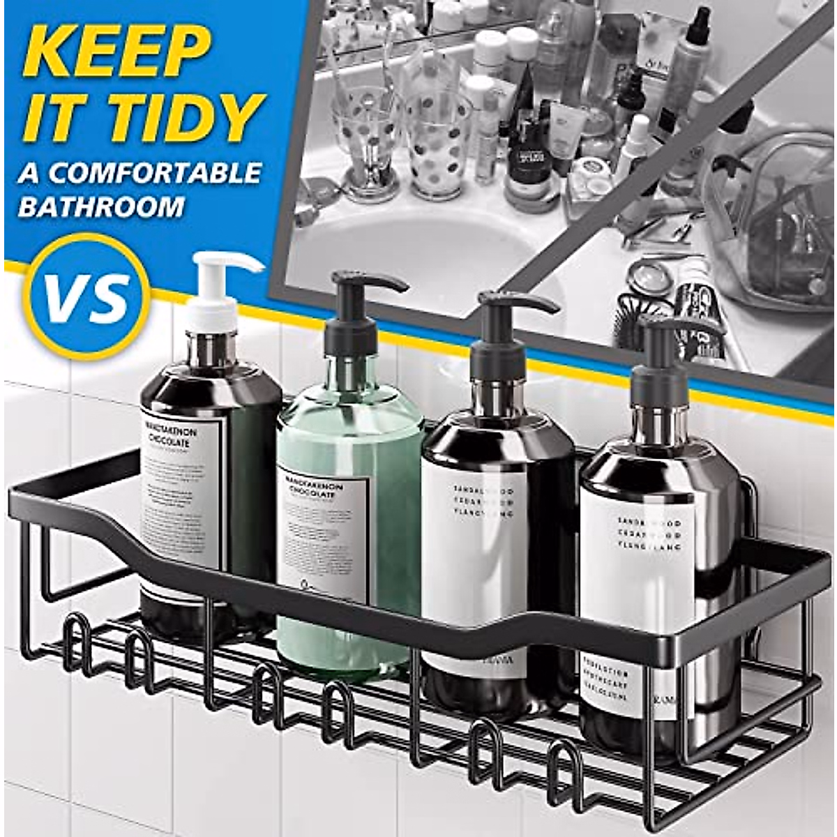 Shower Shelves, Shower Caddies, Set of 5 Shower Racks, Bathroom Organizer, Shower Organization Aesthetic, Shampoo Holder