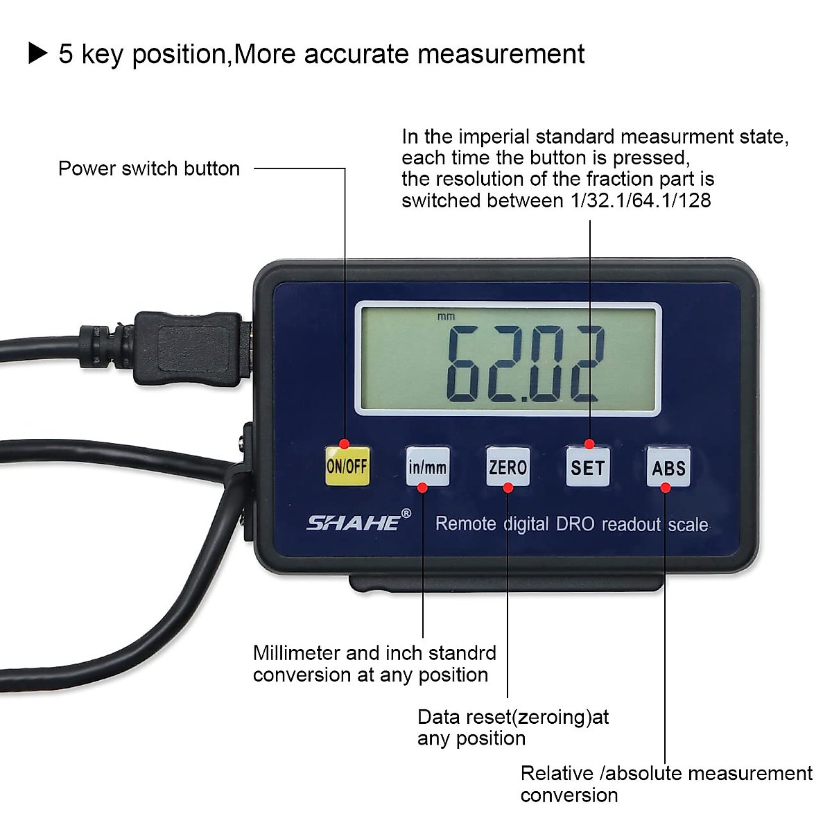 Digital Readout Linear 0-500mm/20inch，LCD Remote Digital Linear Scale DRO for Milling Machines Lathes