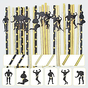 Bachelorette Party Straws, 30 PCS Party Favors Naughty Gold Straws Disposable Drinking Paper Straw Dancing MEN Confetti Party Supplies for Girls Night Ladies Bridal Shower