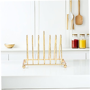 Operitacx Plate Racks Metal Dish Rack Pot Lid Holder Plate Stand Kitchen Cabinet Organizer Drying Rack for Bowl Cup Cutting Board