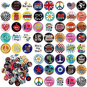 Kigeli 100 Pcs 80's Buttons Pins 1 Inches/ 25 mm Retro Punk Button Pin Slogans Sayings Pinback Buttons for Backpacks Clothes Bags Hats Jeans Decoration