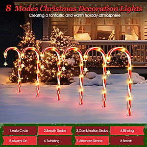 BONLION 24 Pack Christmas Lights Outdoor, 56.5ft Long Solar Candy Cane Lights 8 Modes Christmas Decorations Outside with 144 LED & Bright Star, Waterproof Yard Pathway Outdoor Christmas Decorations