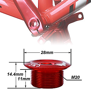 Saipe 2 Pcs Bicycle Crank Screws M20 Crank Arm Screws Crank Fixing Bolt Aluminum Alloy CNC Crankset Screws for MTB Mountain Road Bike Riding (Red)
