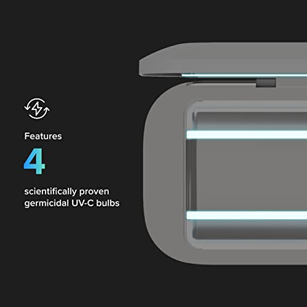 PhoneSoap Pro UV Smart Phone Sanitizer & Universal Cell Phone Charger Box | Patented & Clinically Proven 360-Degree UV-C Disinfection | Disinfects and Charges All Phones (White)