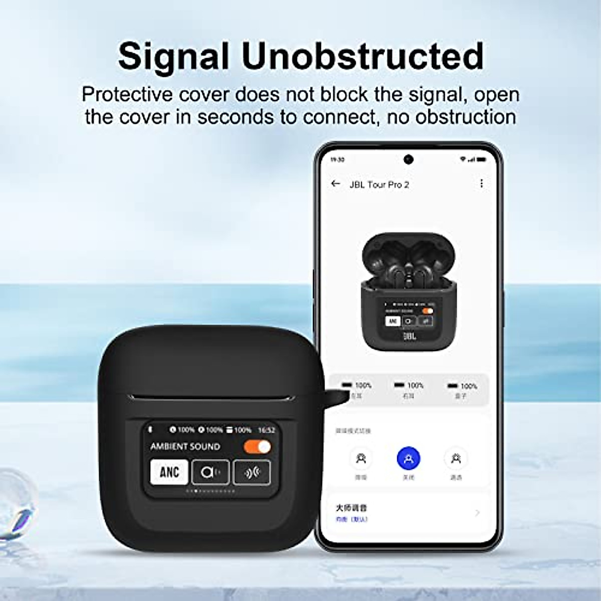 LEFXMOPHY Case for JBL Tour Pro 2 Earbuds 2023, Silicone Cover Protective Skin Sleeve (Black)