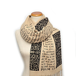 Universal Zone Christian Bible Verse Scarf (Psalm 23 and The Beatitudes)