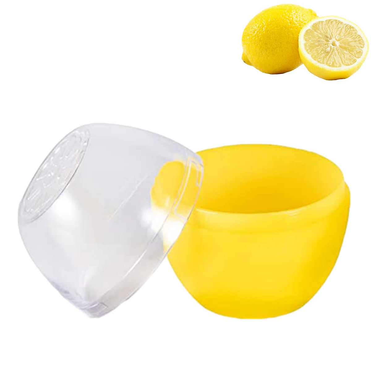 JIANWEI Lemon Keeper Lemon Saver, Lemon Storage Containers Reusable Lemon Holder Organizer, Kitchen Storage Container Safe Transparent Lid(Yellow)