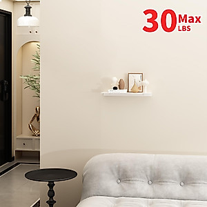 JOOM White Metal Wall Floating Shelf - Metal Wall Shelf- Small Bathroom Shelf-Display Shelves for Wall Storage (White, 16 in)