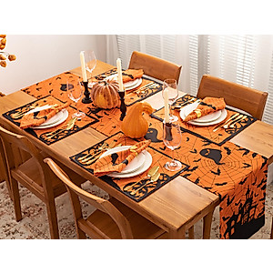 YiHomer Halloween Silhouettes Tabletop for Halloween Decorations, Dinner Parties and Scary Movie Nights, Horror Night, Tablecloth, 60 x 84 Rectangle