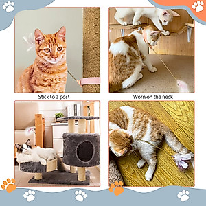 LUKYY Cat Teaser Wand with Neck Collar,Hand-Free Cat Feather Wand Toy,Interactive Self Play Toys with Bell for Indoor Kittens,Entertainment Furry Toy for Cats.