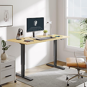 FLEXISPOT 3 Stages Dual Motor Electric Standing Desk 55x28 Inches Whole-Piece Desk Board Height Adjustable Desk Electric Stand Up Desk Sit Stand Desk(White Frame + White Desktop)