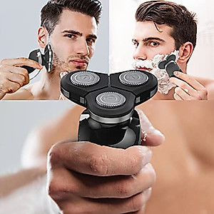 Electric Razor for Men, Mens Rotary Shavers, 4D Rechargeable Electric Shavers for Men, Wet & Dry Use, LCD Display, Child Lock, USB Ceramic Cordless Rechargeable Cordless Men's Rotary Shavers