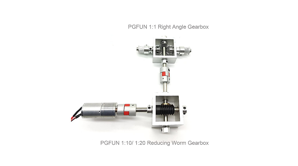 PGFUN 20:1 Right Angle Worm Gearbox 90° Angle Drive Steering Gear Reducer 20T Reduction Gearbox ...