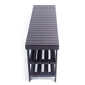 SoSo-BanTian1989 Espresso Finish Bamboo 3-Tier Shoe Bench, Bathroom Living Room Entryway Furniture