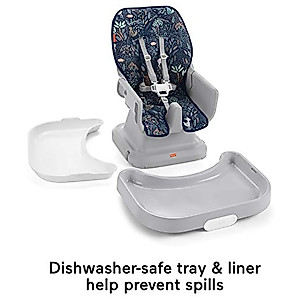 Fisher-Price Spacesaver Simple Clean High Chair Baby To Toddler Portable Dining Seat With Removable Tray Liner, Moonlight Forest [Amazon Exclusive]