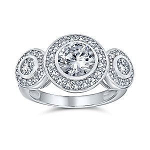 Bling Jewelry Sterling Silver 2 ct CZ Triple Circlet Engagement Ring - Size 7