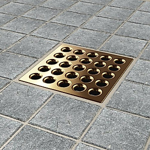 Ebbe FBA_E4408 E4408 Square Shower Drain Grate, Brushed Bronze