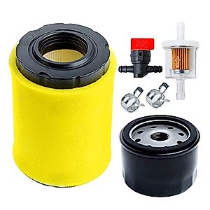HOODELL 796031 Air Filter with Tune Up Kit, Compatible with Briggs and Stratton 591334 492932 696854, John Deere D100 D110 D125 D130, Husqvarna YTH22V46, Lawn Mower Oil Filter