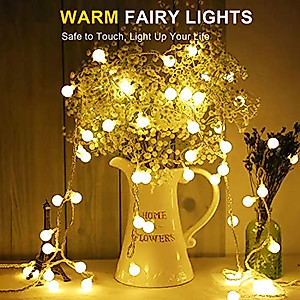 Liyade Globe String Lights, 33ft 100 LED Battery Operated String Lights with Remote and Timer Function, Indoor Outdoor Decorative Lights for Bedroom Christmas Decor Garden Party Wedding, Warm White