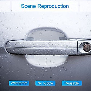 AOOF Car Door Handle Scratch Protector 8PCS White Car Accessories Carbon Fiber Door Handle Protector Stickers Car