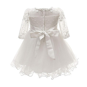 Happy Cherry Baby Girls Long Sleeves Tulle Tutu Dress Christening Baptism Gowns Size 12M - White