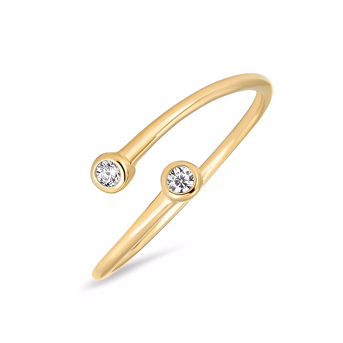 14k Gold Plated Sterling Silver Dainty Twin Circles Ring Band