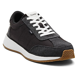 TOMS Women's Sneaker, Black Slubby Woven Washed Canvas, 10