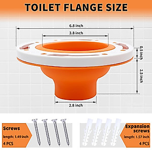 Toilet Flange Repair Kit, Universal Toilet Flange Fits for 4" and 5" or Special 3" Drain Pipe, Toilet Repair and Easy Install, Perfect Seal No More Pipeline Gas Leakage
