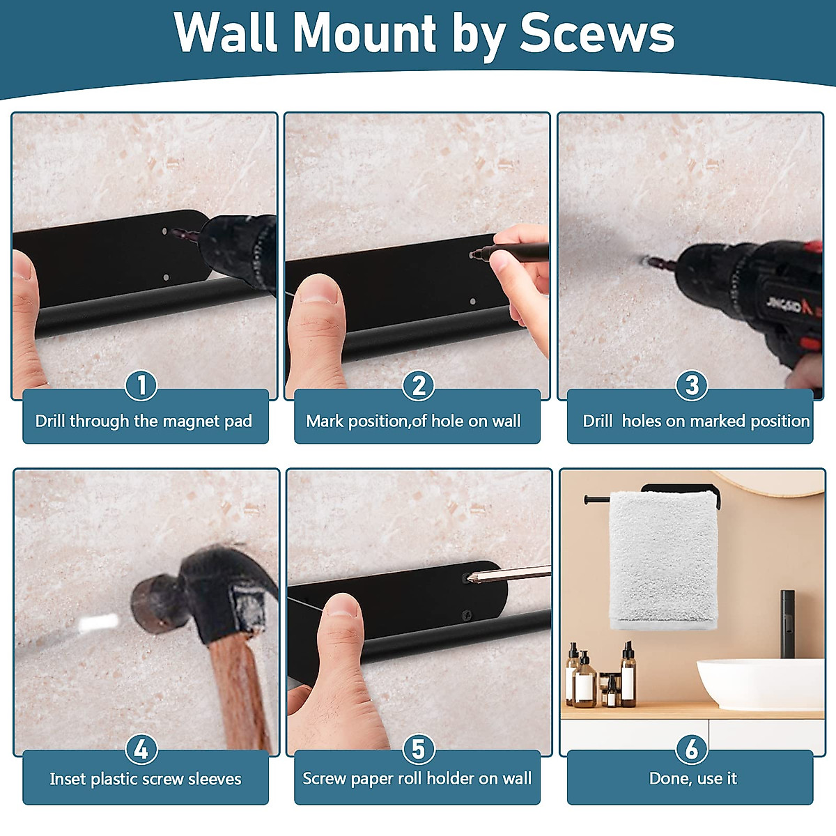 Magnetic Paper Towel Holder,Togbcee 12" Multifunctional Ktchen Towel Rolls Bar with Strong Magnet Backing-Stable Stick to Any Ferrous Surface-Fit Refrigerator,Grill etc. (Carbon Steel Black)