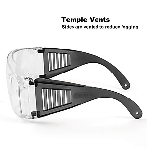 Shooting Glasses Over Eyeglasses, Anti Fog Eye Protection for Shooting Range Over Prescription Safety Glasses with Hard Case OTG,Clear Lens