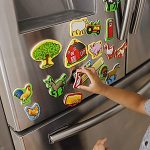 Melissa & Doug 20 Wooden Farm Magnets in a Box - Cute Barnyard Animal Fridge, Refrigerator Magnets For Toddlers Ages 2+