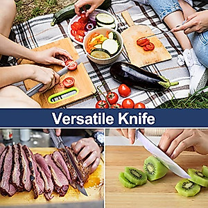 Grill Accessories Set, Stainless Steel BBQ Accessories, Heavy Duty Outdoor Barbeque Tools, 5Pc, Includes Kitchen Spatula, Tongs, Carving Fork, Knife, Basting Brush, Gifts for Man Dad