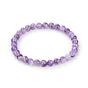 Adabele Real Natural Purple Amethyst Bracelet 7 Inch Stretch Gemstone Beaded Bracelet Chakra Healing Crystal Stone Jewelry Women Mom Gift GB6-A16
