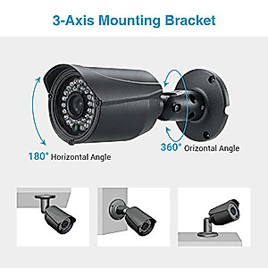 lifoarey 2MP Security Camera Outdoor, Wired DVR Camera, TVI/CVI/AHD/CVBS, 3.6mm Lens, 82.2° View Angle CCTV Camera, IP67 Waterproof Metal Housing, 100ft Night Vision, 24/7 Recording Real-time@30fps