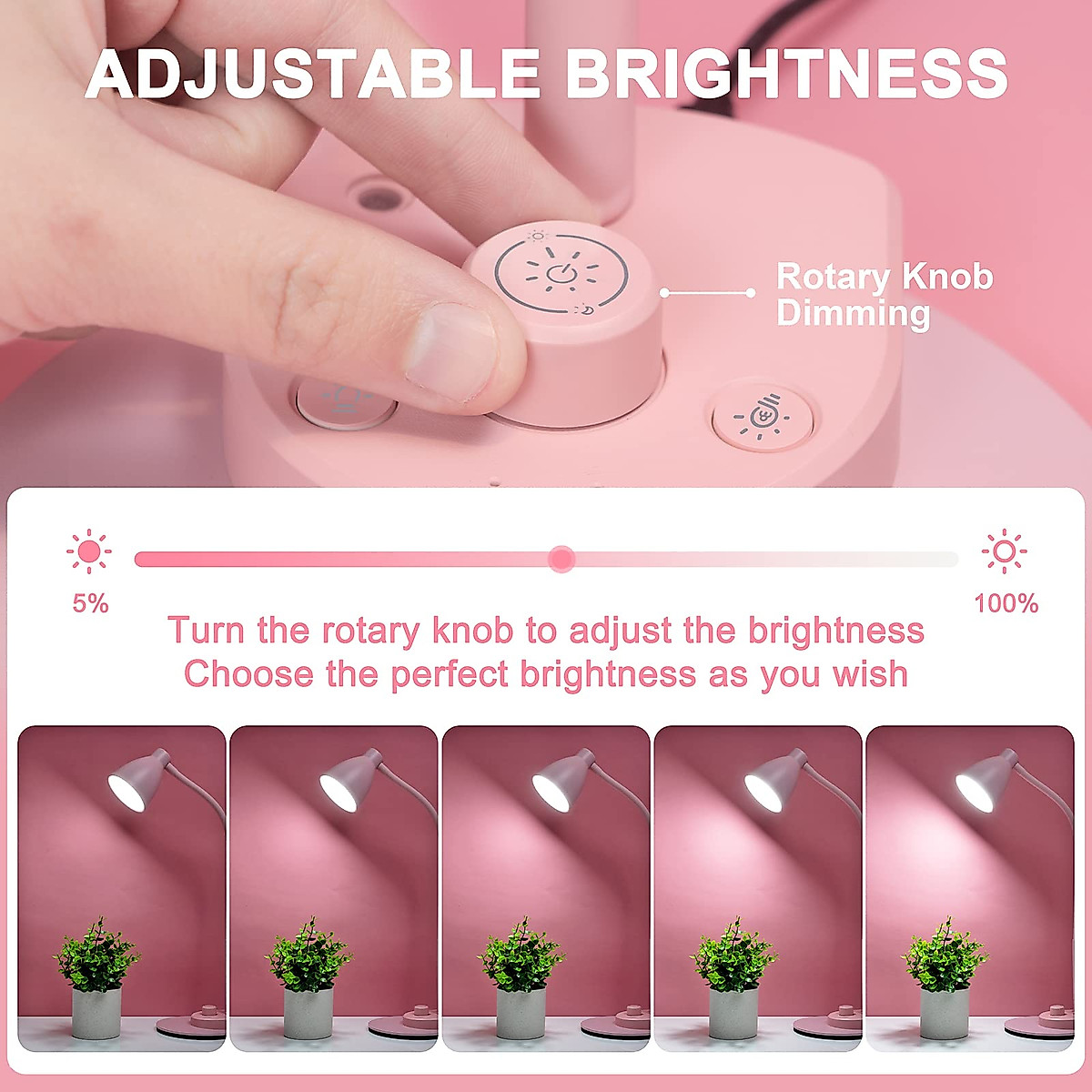 BOHON LED Desk Lamp Reading Light Eye-Caring 3 Color Modes 10 Brightness Dimmer USB Study Book Clamp Lamp 360° Flexible Clip on Night Light for Headboard Bedroom and Office