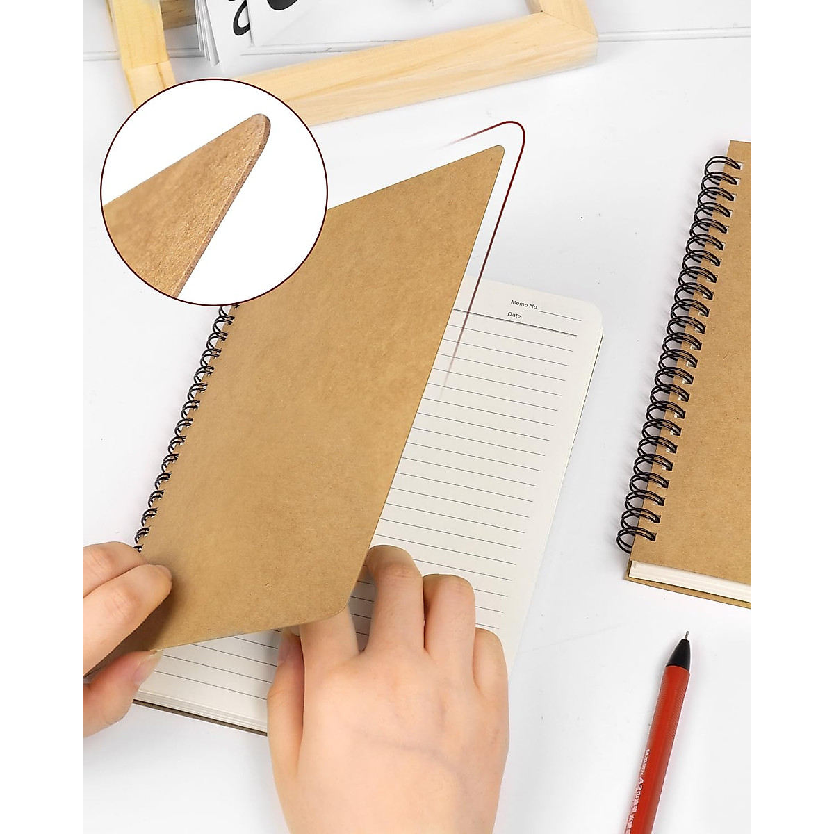 Dynta Spiral Notebooks A5 Lined 5Pcs College Ruled Journals Bulk Thick Paper for Work, Study, Notes Taking, Gifts 120 Pages/60 Sheets Kraft Brown