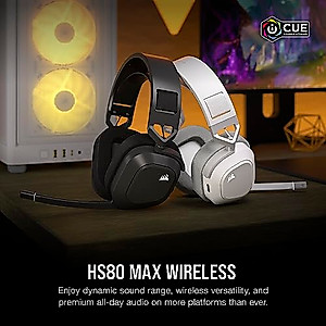Corsair HS80 MAX Wireless Multiplatform Gaming Headset with Bluetooth - Dolby Atmos - Broadcast Quality Microphone - iCUE Compatible - PC, Mac, PS5, PS4, Mobile - Steel Gray, One Size