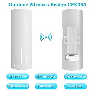 High Brain Wireless Bridge,Outdoor WiFi Access Point Extender,Point to Point,5.8G 300Mpbs Long Range Ineternet Repeater CPE 14DBi Antenna Extend Network & Video Surveillance up to 1.86 Miles 2 Pack