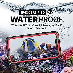 BEASTEK for iPhone 12 Pro Max Waterproof Case, FSN Series IP68 Magnetic Shockproof Case with Built-in Screen Protector and MagSafe Protective Cover, iPhone 12 Pro Max 6.7 inch (Red)