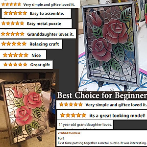 3D Metal Puzzle, Microworld Rose Flower Photo Frame Metal Model Kit, DIY 3D Puzzle for Adult, Brain Teaser Art Craft Home Decor Gift Toys for Teen