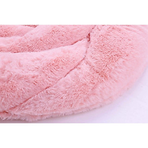 Chic Rose Flower Chair Pad Seat Cushion for Dining Chairs Soft Faux Fur Floor Pillow Area Rugs Home Decor No Slip Patio Kitchen Office Dorm Sofa Chair Cover Pad Comfort Plush Car Seat Cushion (Pink)